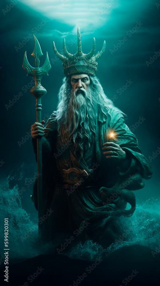 The concept of the symbolism of the planets in Astrology. Old man with ...