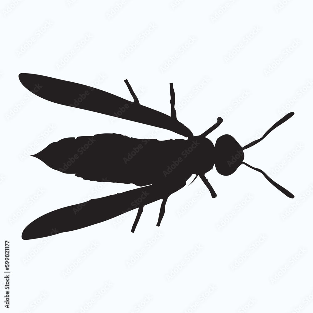 Wasp silhouettes and icons. Black flat color simple elegant Wasp animal ...