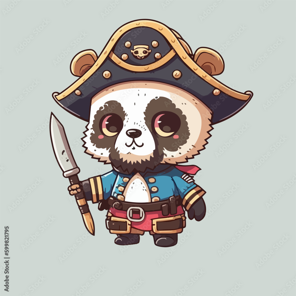 Vetor de Mascot for a pirate themed panda, a fearsome looking panda ...