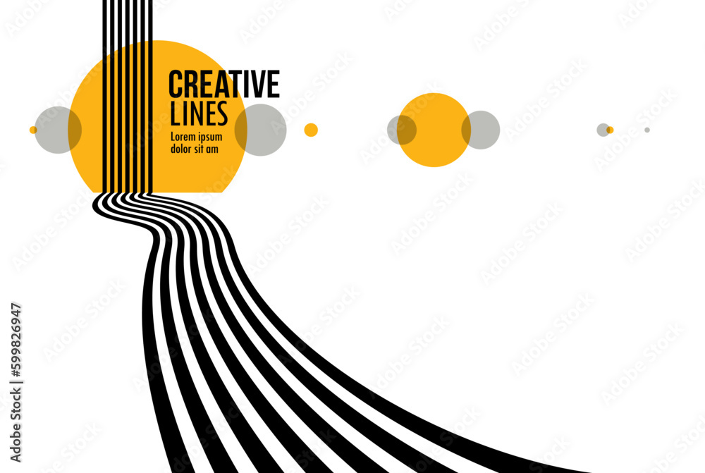 Future lines in 3D perspective vector abstract background, black and ...