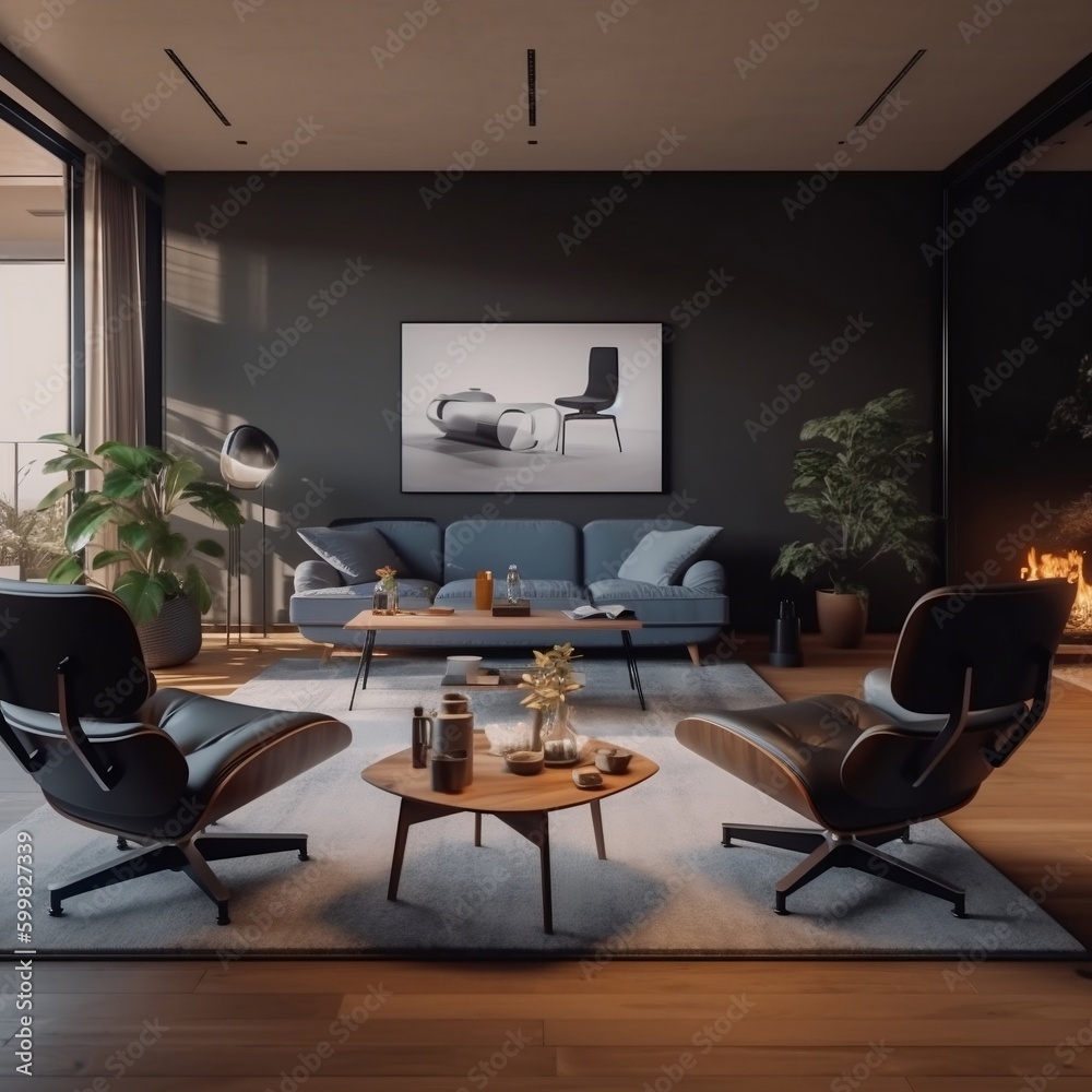 Modern Living Room Zoom Background for Video Conferencing. Generative ...