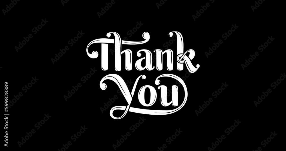 Thank you animation. Handwritten calligraphy with liquid splash effect ...