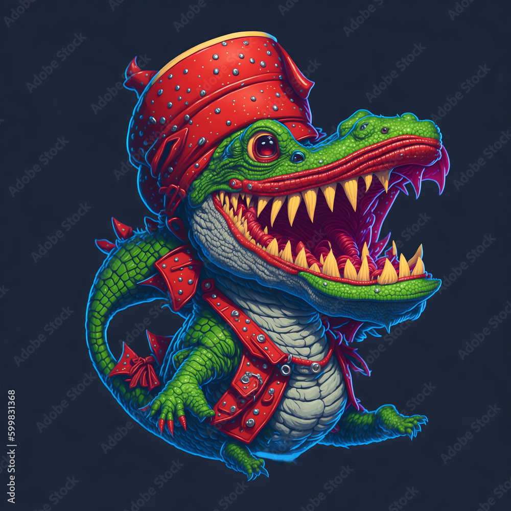 Cool crocodile illustration for t-shirt and other uses - Pirated Animal ...