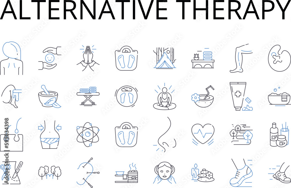 Alternative therapy line icons collection. Contemporary medicine, Novel ...