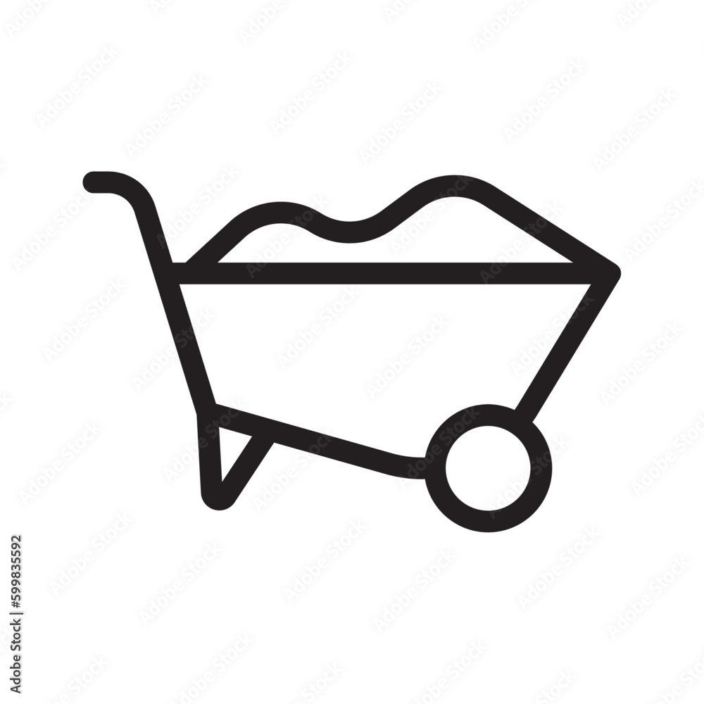 Buggy concrete construction icon with black outline style. transport ...
