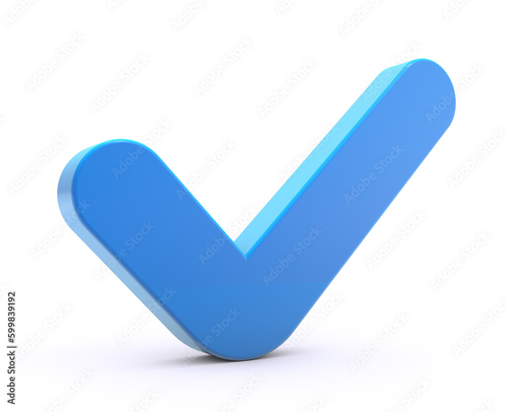 Tick mark 3d isolated on white background. check mark 3d. Tick symbol ...