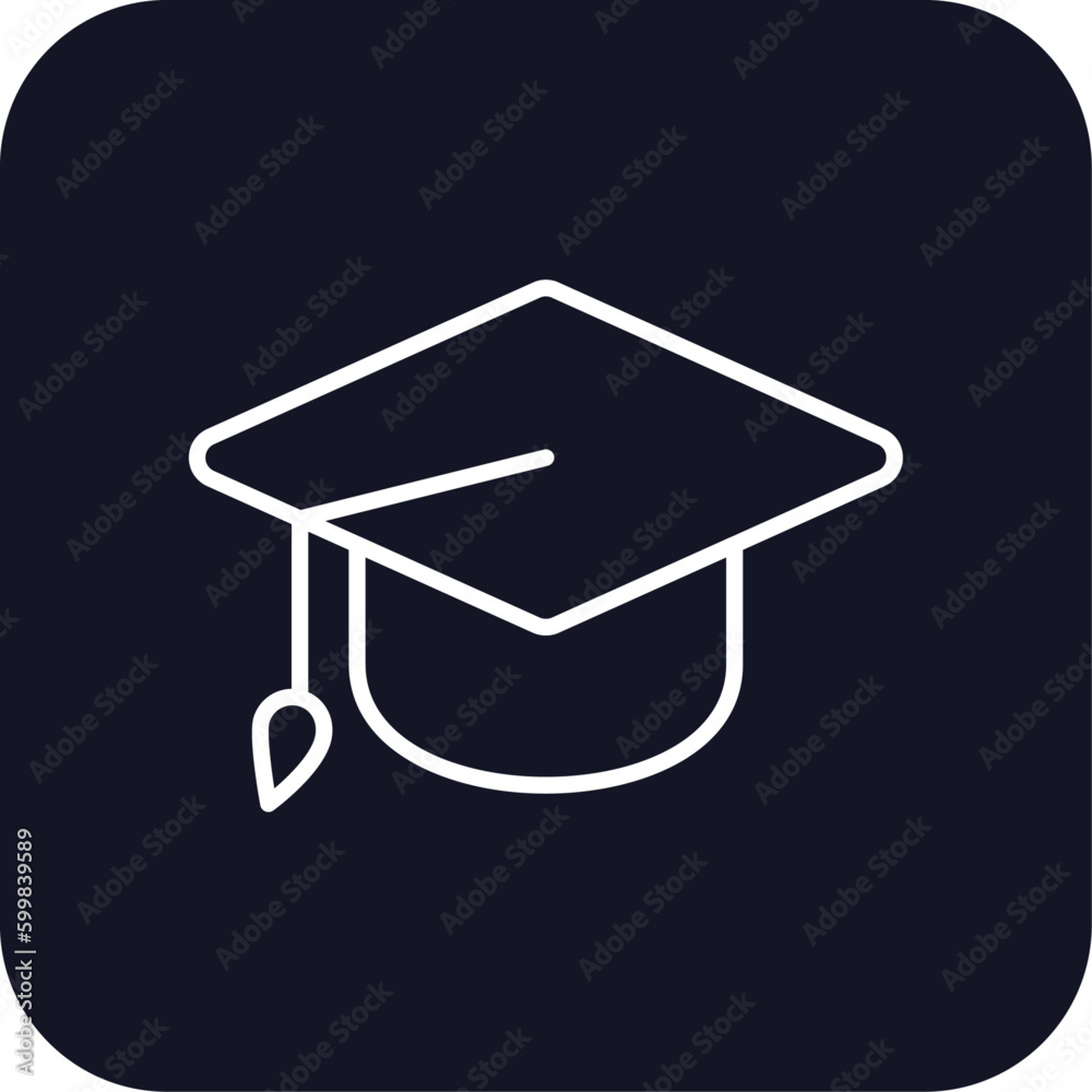 Graduation cap education icon with black filled line outline style ...