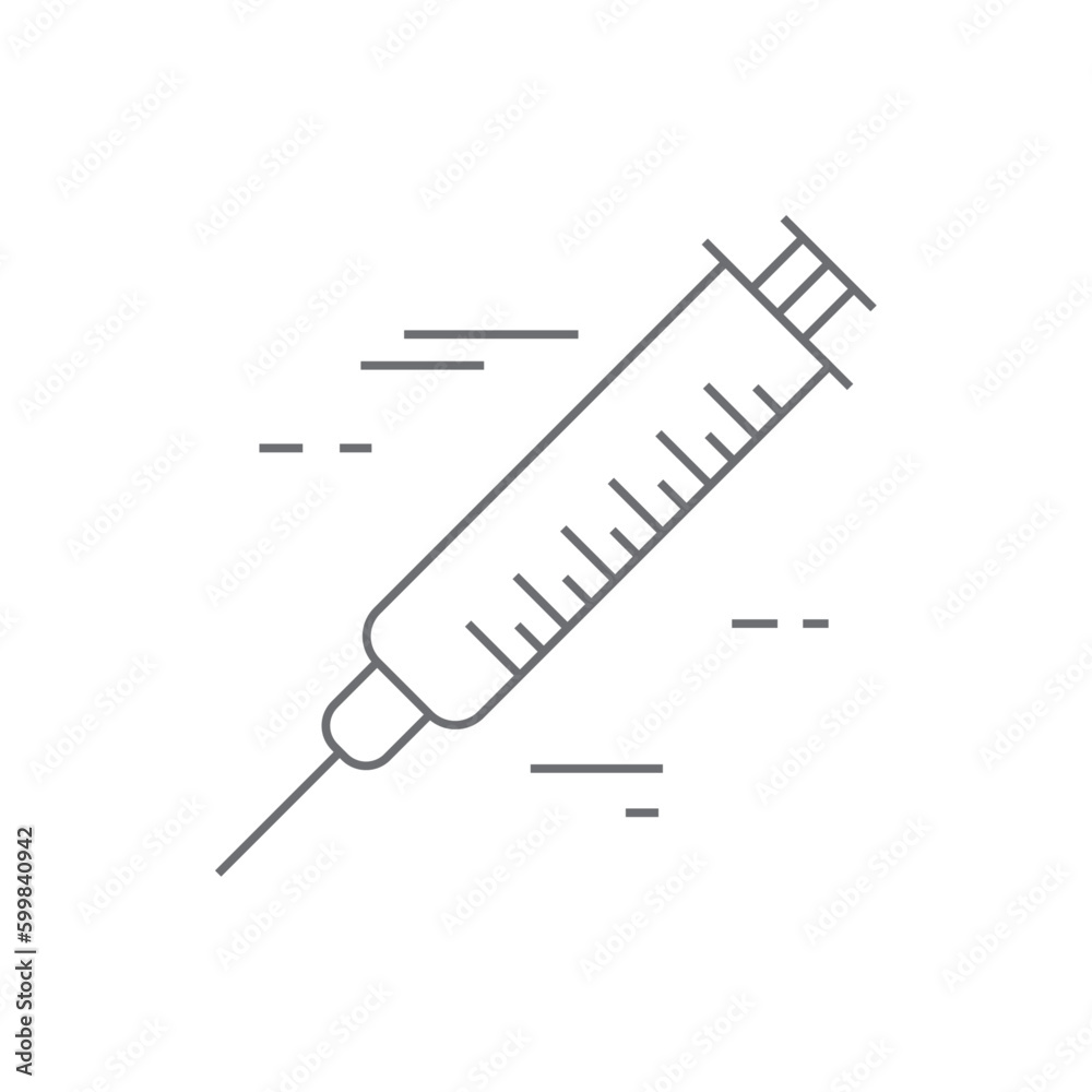 Syringe digital healthcare icon with black outline style. injecting, lined, virus, protection ...
