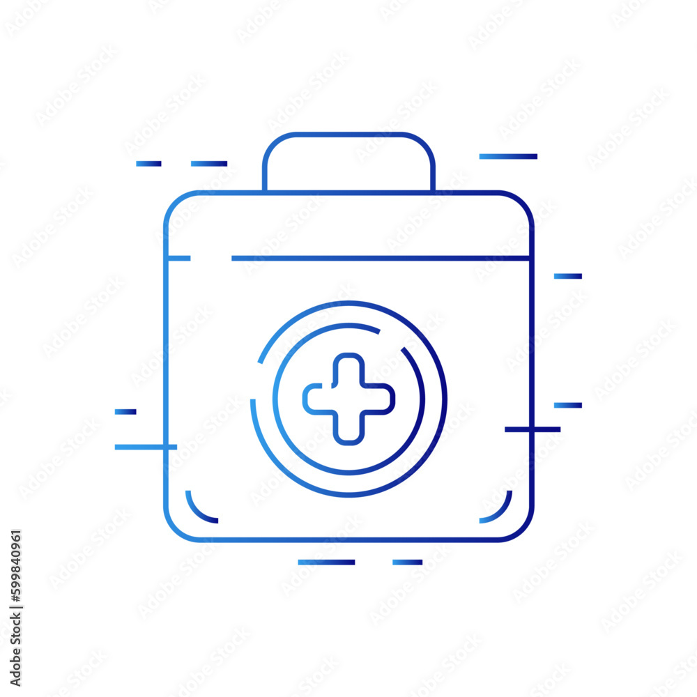 Medic kit digital healthcare icon with blue gradient outline style ...