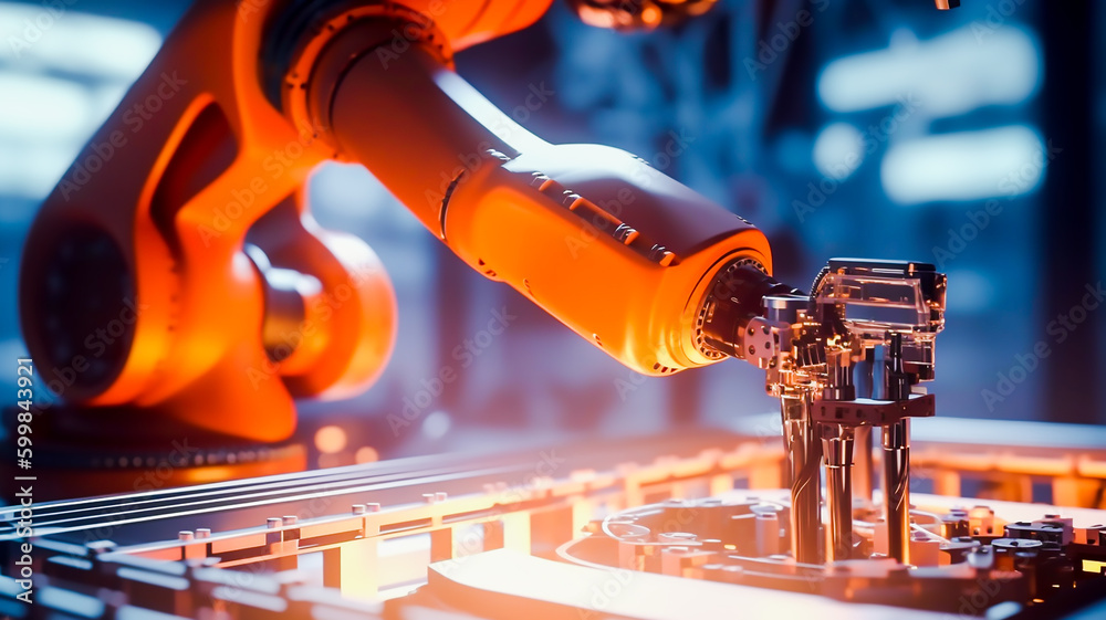 Arm robot working with Screen monitor control industrial machine robot ...