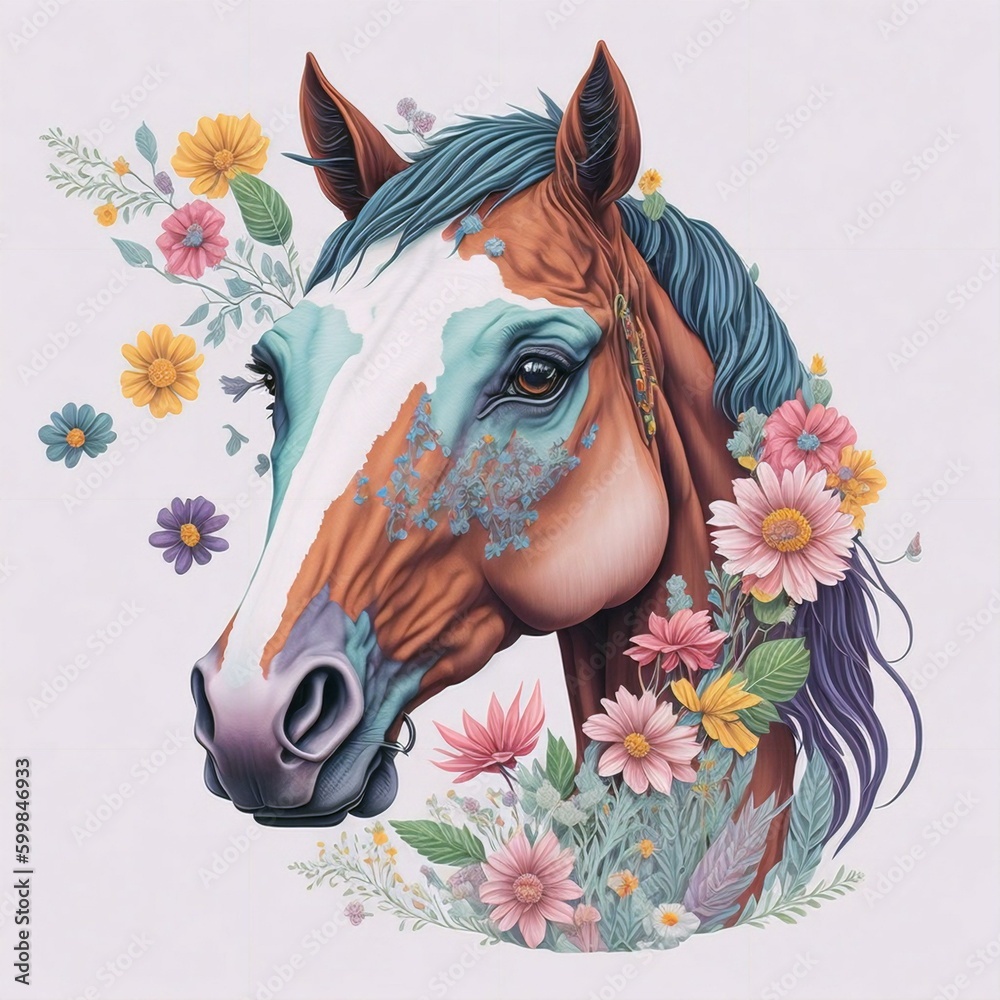 Rainbow Equine: A Photorealistic Isometric Illustration of a Cute Horse ...