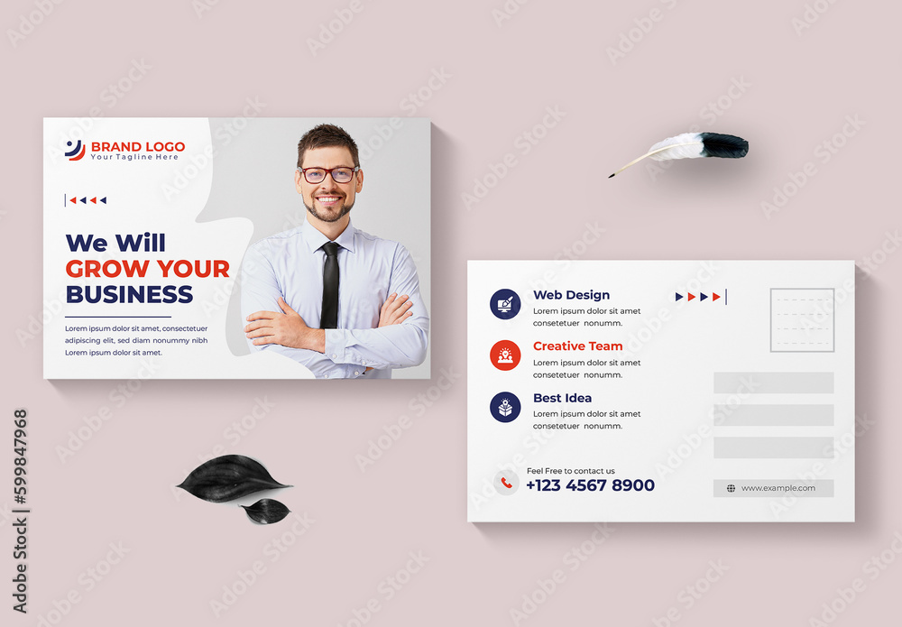 Business Postcard Design Template Stock Template | Adobe Stock