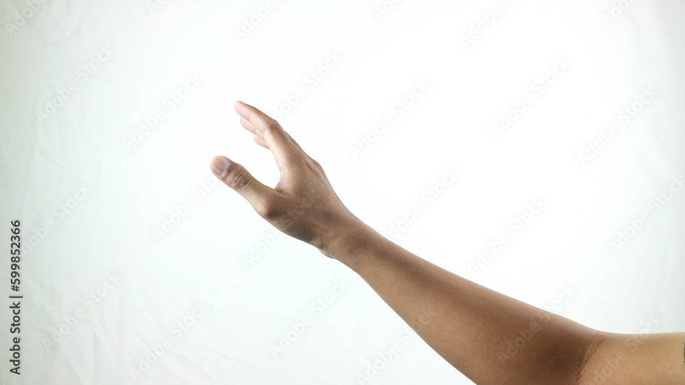 Human hand in choosing gesture isolate on white background with ...