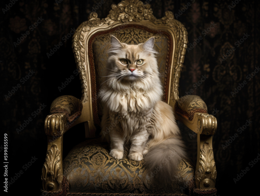 Cute King Cat Tiger Sitting Cartoon Icon Illustration. Animal Nature ...