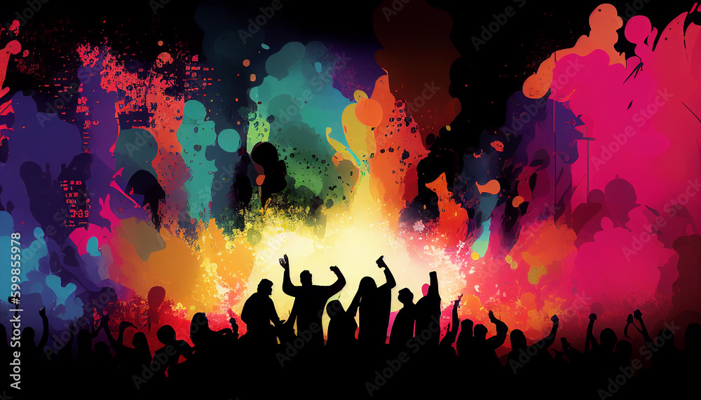 music festival background crowd having fun space for your text ...