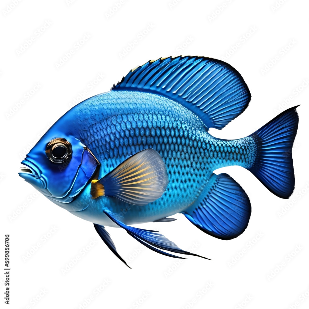 Blue tang fish, isolated, transparent background, no background ...