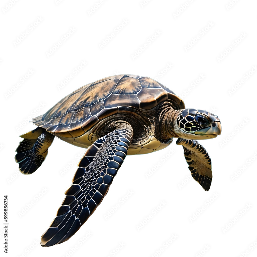 Loggerhead sea turtle, isolated, transparent background, no background ...