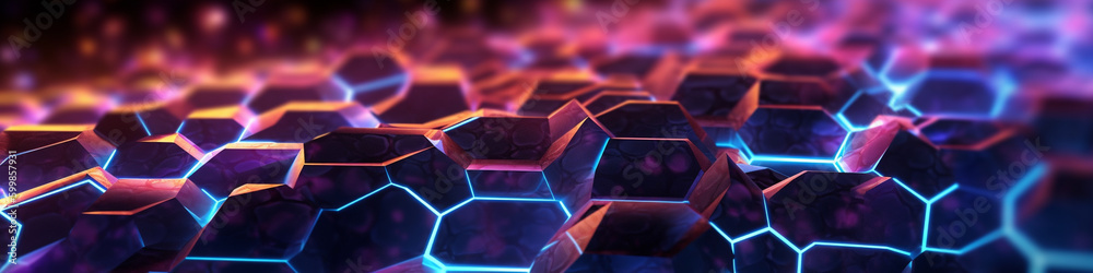 Concept art of blockchain with a striking hexagonal pattern ...
