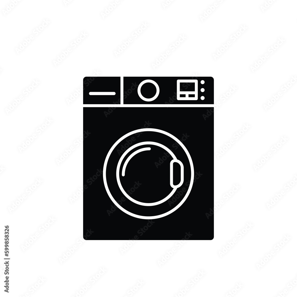 Washing machine silhouette icon. Home appliances symbol. Vector ...