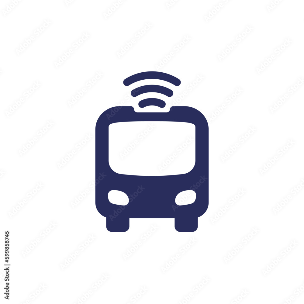 autonomous shuttle bus icon, driverless transport pictogram Stock ...