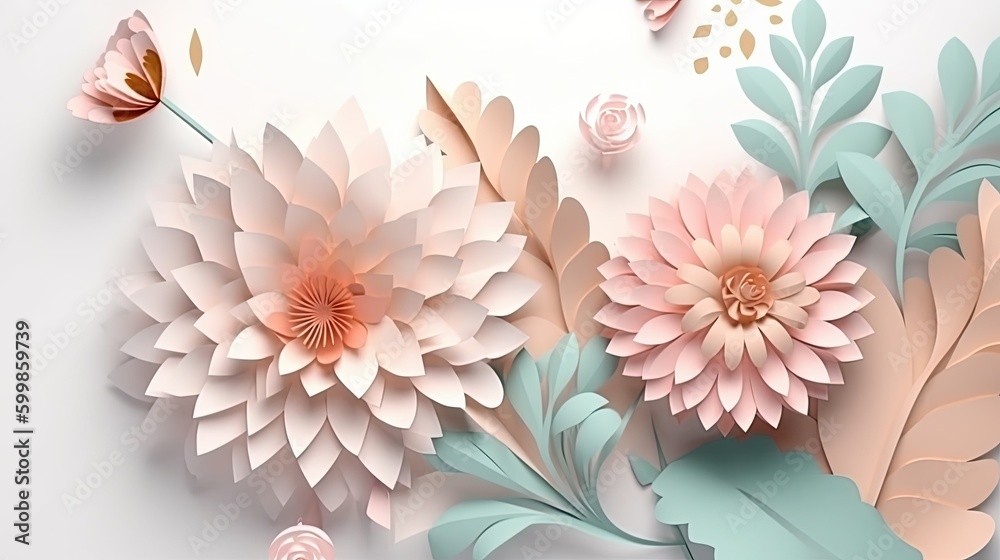 3d flowers with white background 4k HD wallpaper Stock Illustration ...