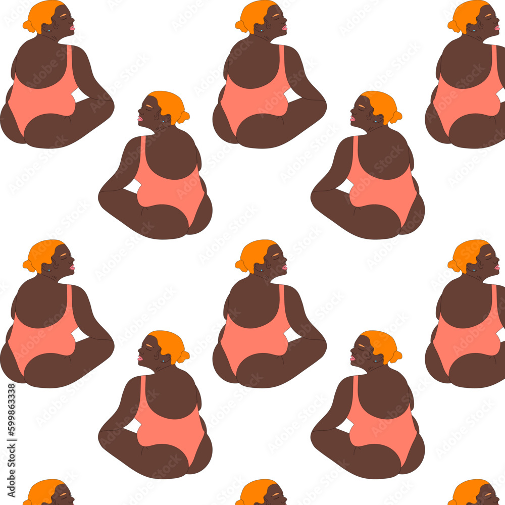 illustration model fat pose model pose sitting back afro girls in biki ...