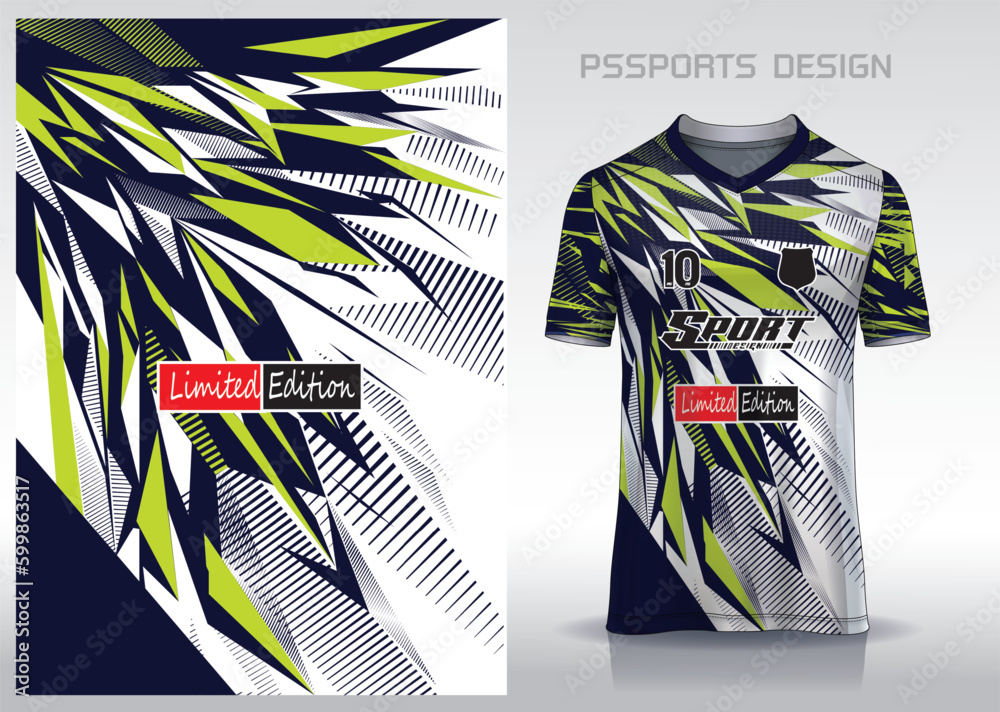 Vector sports shirt background image.blue green broken glass super ...