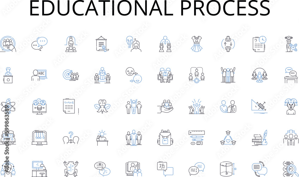 Educational process line icons collection. Connectify, Linkup, Converse, Dialog, Synapse, Relay ...