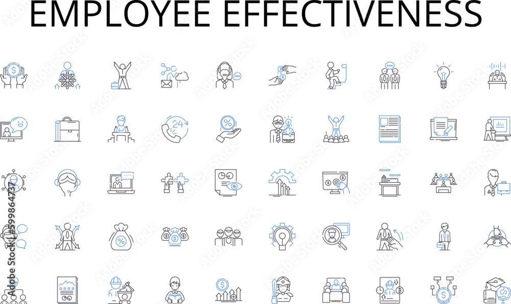 Employee effectiveness line icons collection. Strategy, Branding ...
