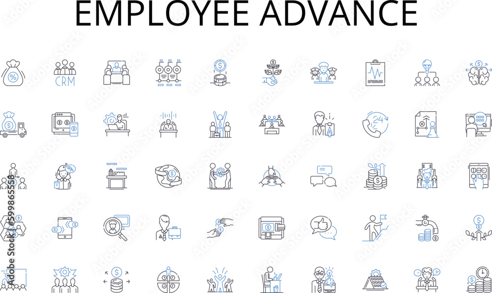 Employee advance line icons collection. Collaboration, Synergy, Trust ...