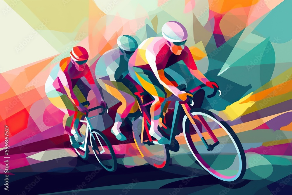 Colorful flat illustration of cycling sport event, bicycle race ...
