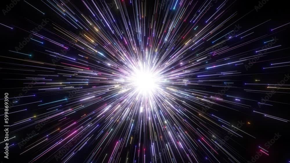 Hyperspace Jump In Space with Bright Light Effects. Flying Through ...