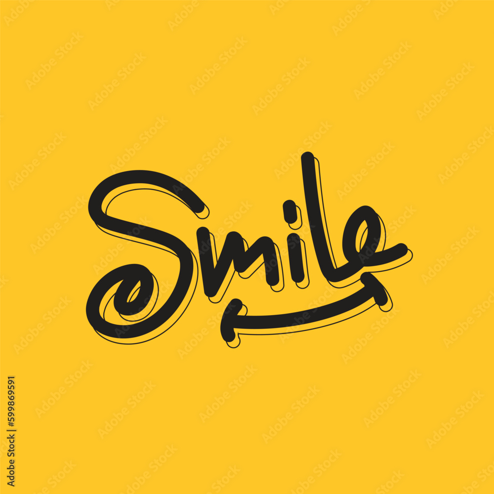Smile lettering logo vector illustration with joy, laughter, fun, smile ...