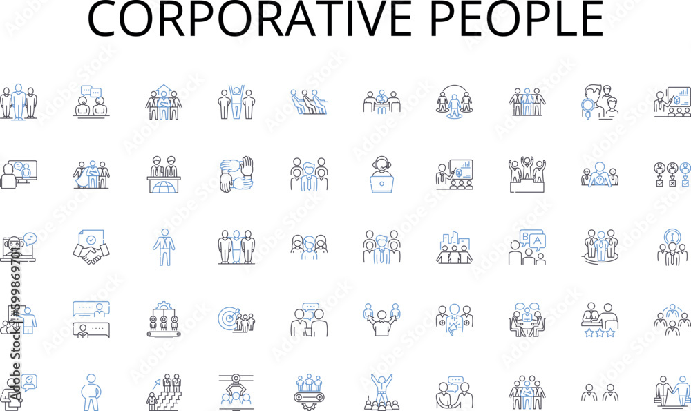 Corporative people line icons collection. Query, Indexing, Ranking ... Corporative people line icons collection. Query, Indexing, Ranking ...