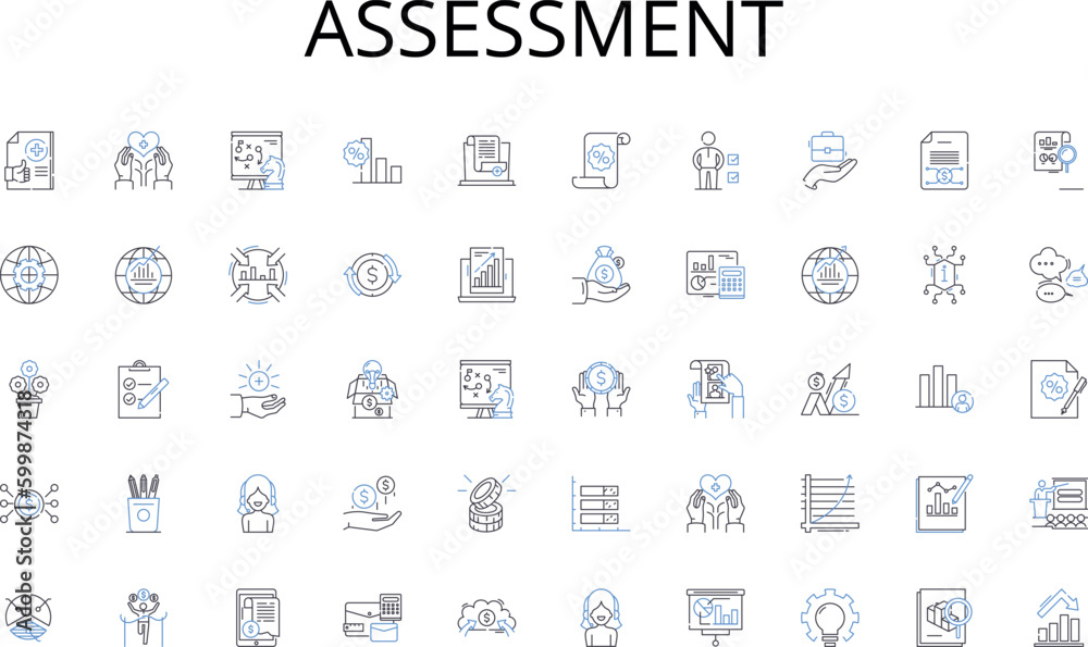 Assessment line icons collection. Leadership, Communication, Delegation ...