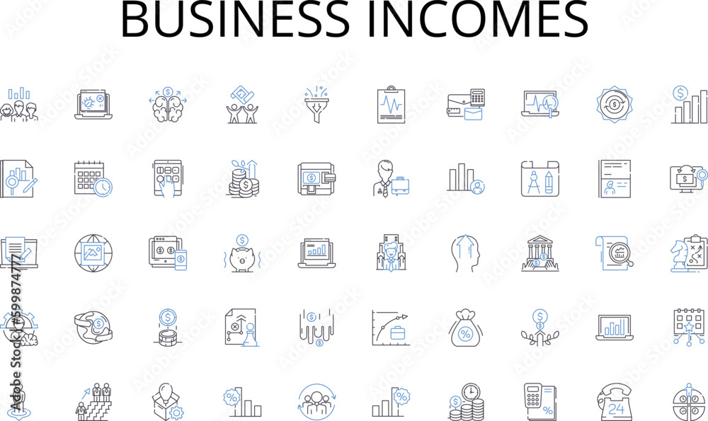 Business incomes line icons collection. Authority, Distinguished ... Business incomes line icons collection. Authority, Distinguished ...