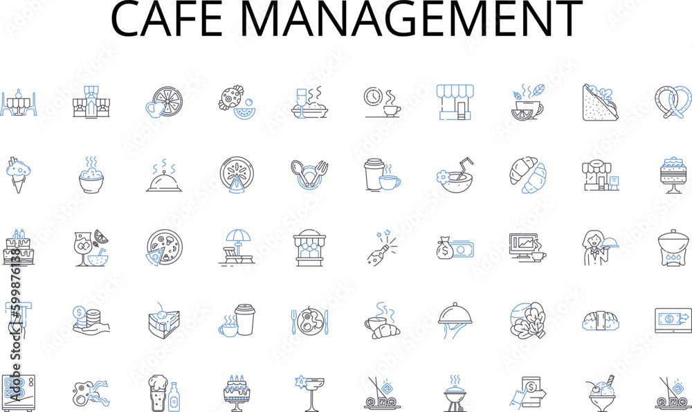 Cafe management line icons collection. Frugal, Economical, Reduction ...
