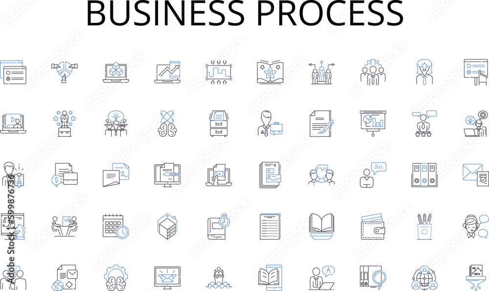 Business process line icons collection. Commerce, Barter, Exchange, Import, Export, Business ...
