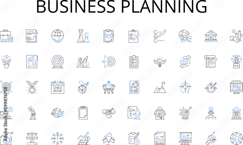 Business planning line icons collection. Beginning, Initiation, Start, Launch, Onset, Inception ...