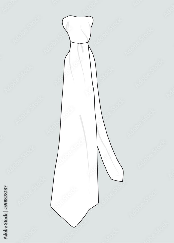 Tie design technical drawing fashion flat sketch vector illustration ...