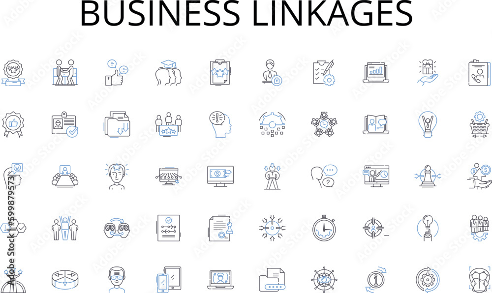Business linkages line icons collection. Family, Bond, Connections ...