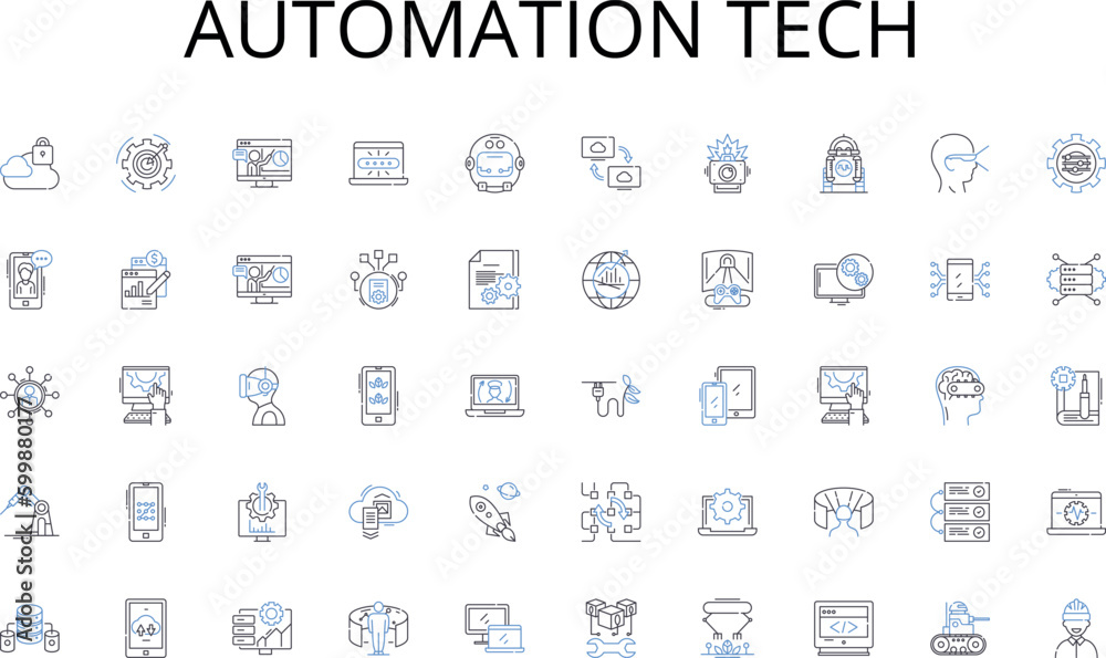 Automation tech line icons collection. Teamwork, Collaboration ...