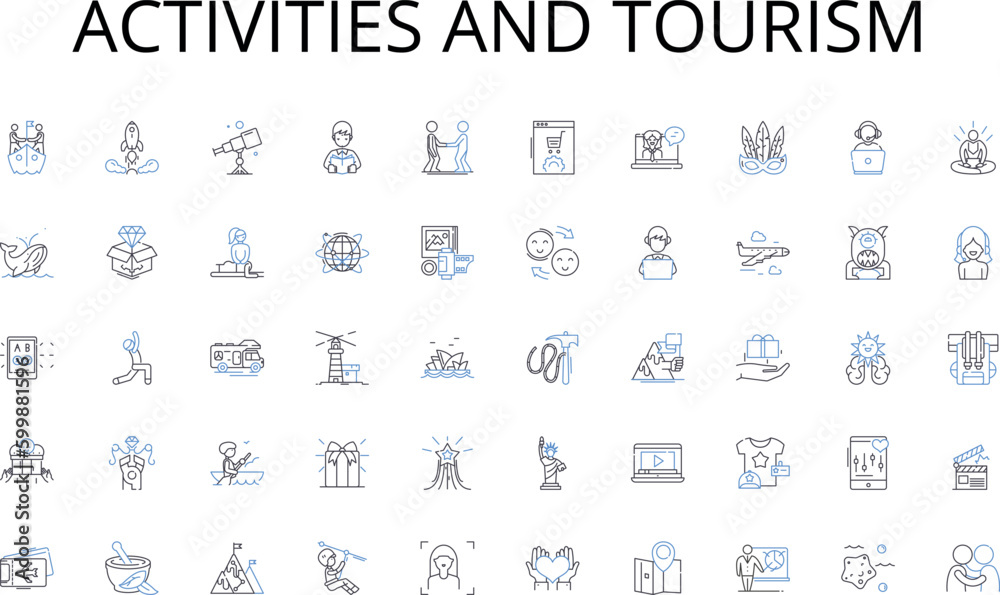 Vetor de Activities and tourism line icons collection. Design ...