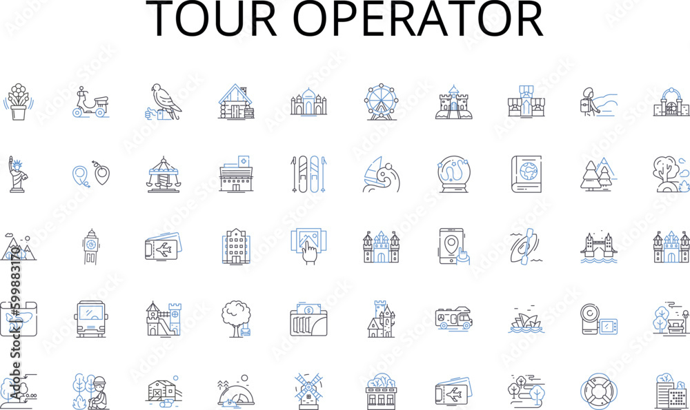 Tour operator line icons collection. Collaboration, Knowledge sharing ...