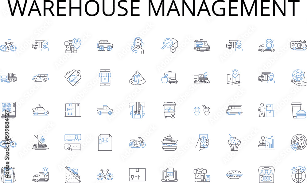 Warehouse management line icons collection. Communication, Cooperation ...