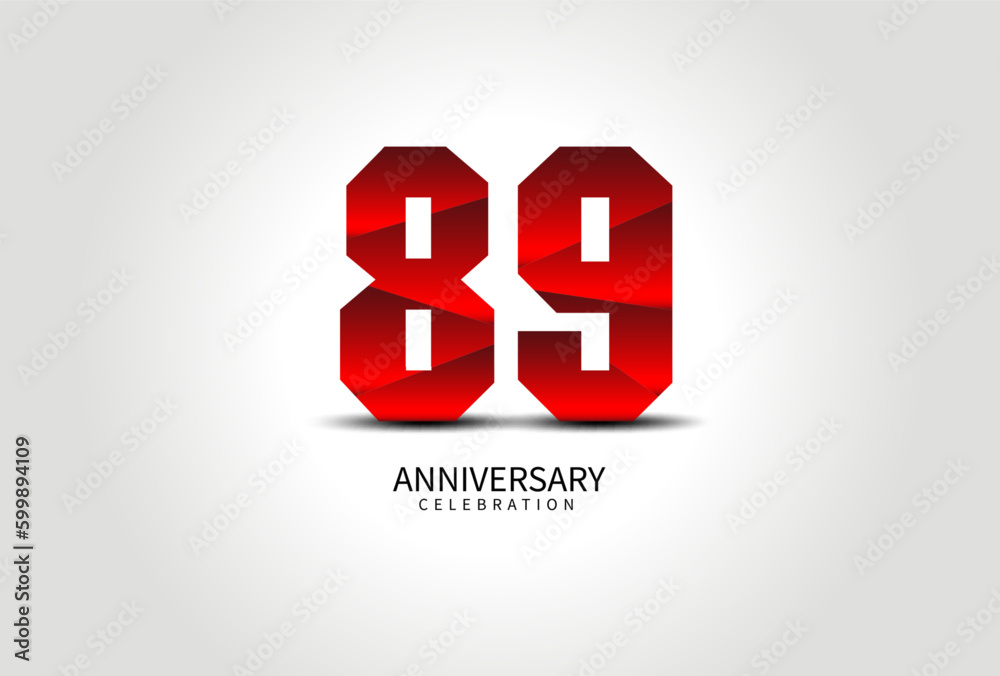 89 Year Anniversary Celebration Logo red vector, 89 Number Design, 89th ...