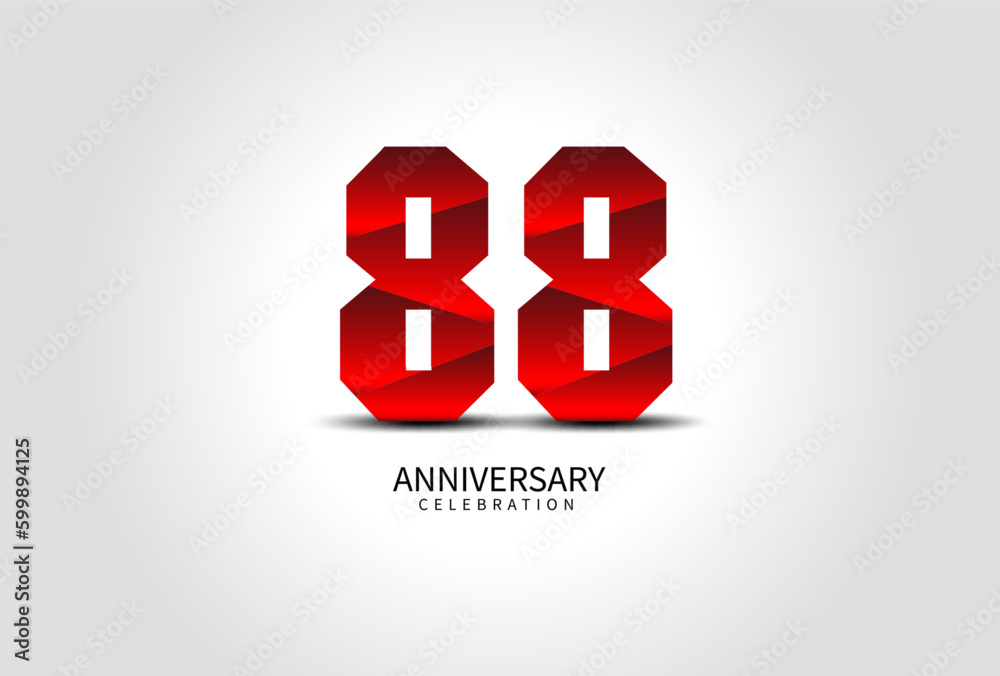 88 Year Anniversary Celebration Logo red vector, 88 Number Design, 88th ...