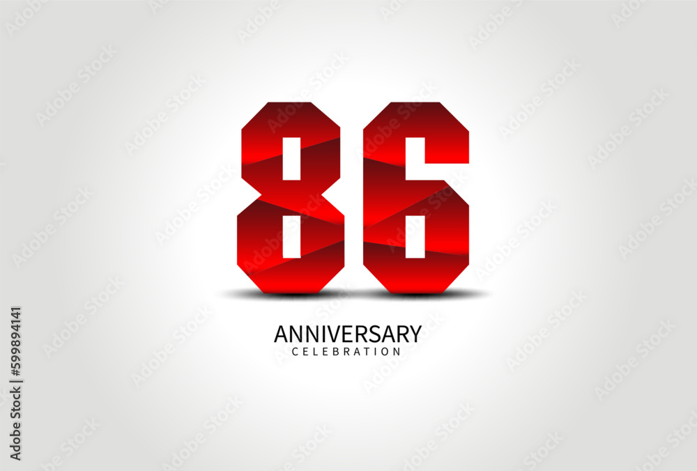 86 Year Anniversary Celebration Logo red vector, 86 Number Design, 86th ...