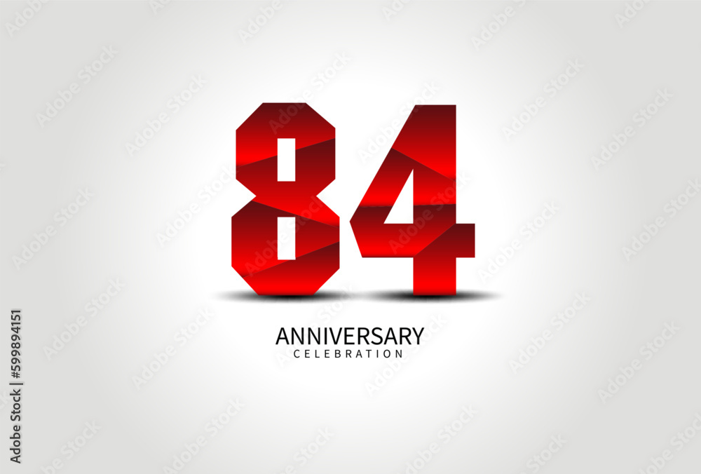 84 Year Anniversary Celebration Logo red vector, 84 Number Design, 84th ...