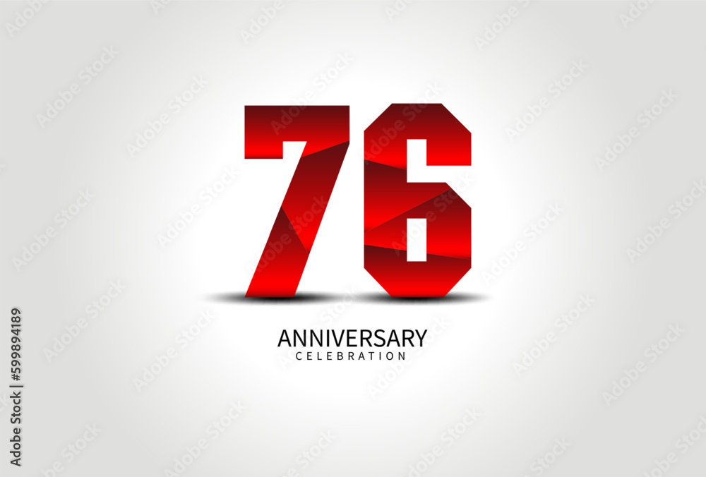 76 Year Anniversary Celebration Logo red vector, 76 Number Design, 76th ...